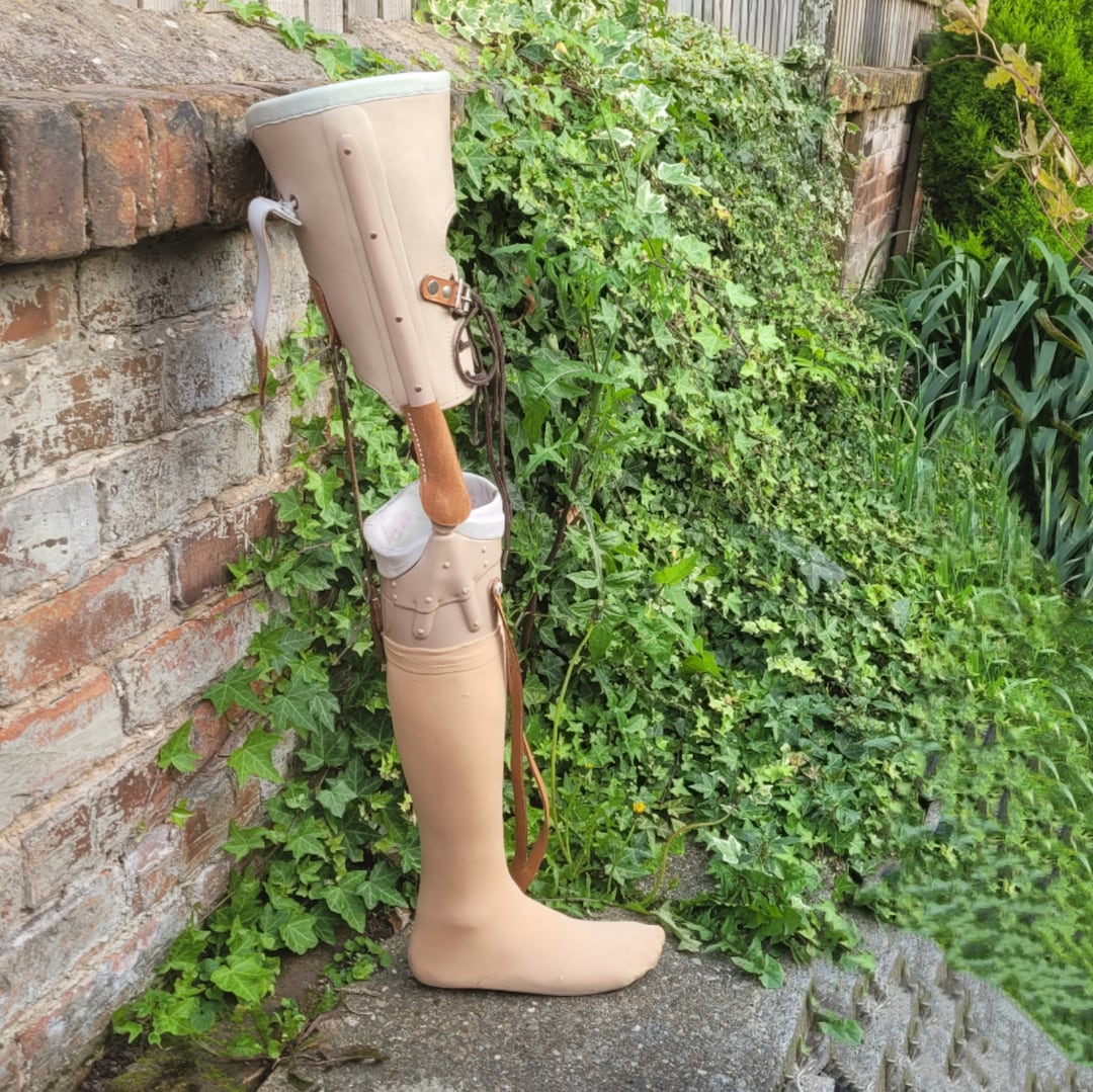 Vintage Prosthetic Leg Real 70's Leather Trim Metal Framed Authentic ...