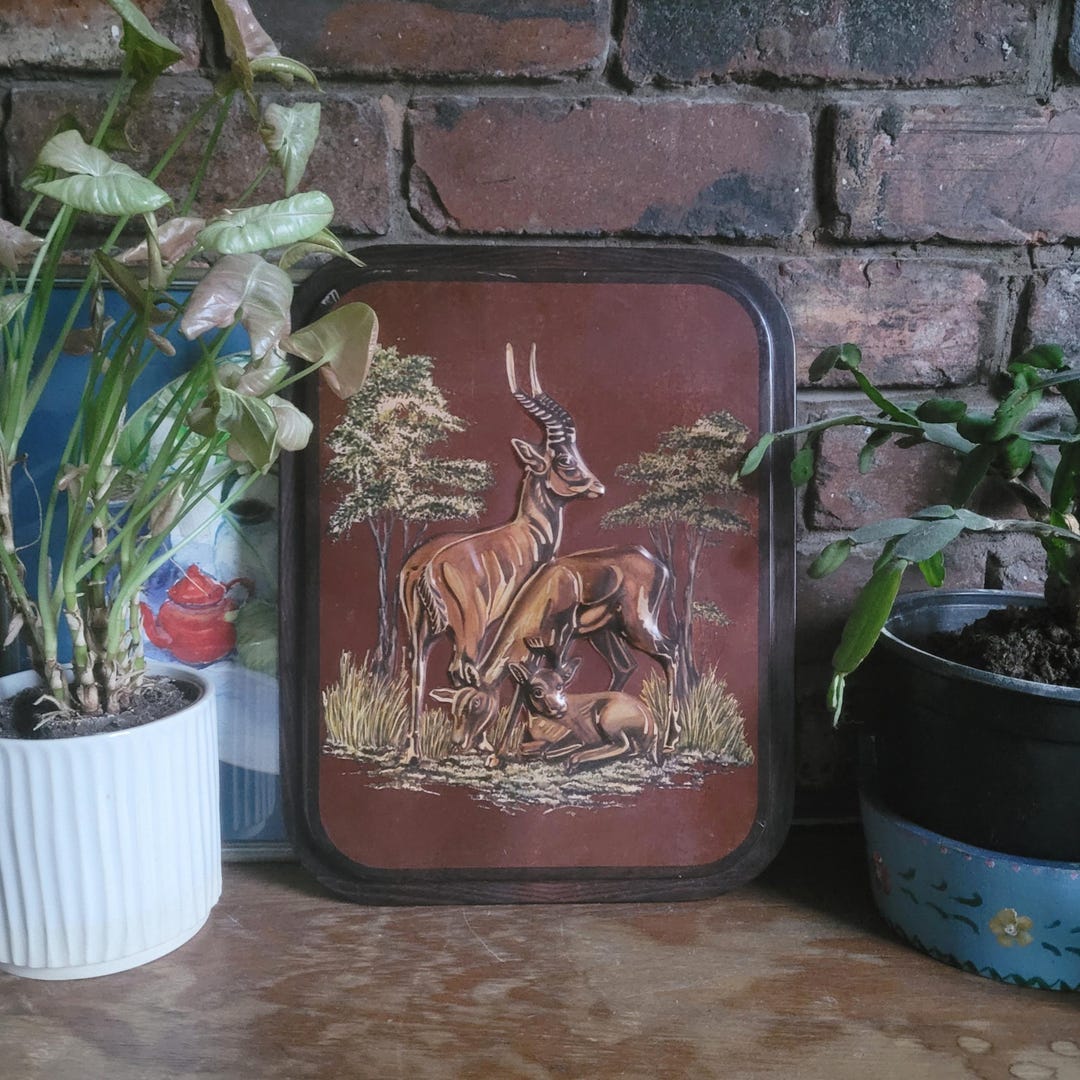 Vintage Antelope Picture ~ 1970's Tin Metal Relief Impala South African ...