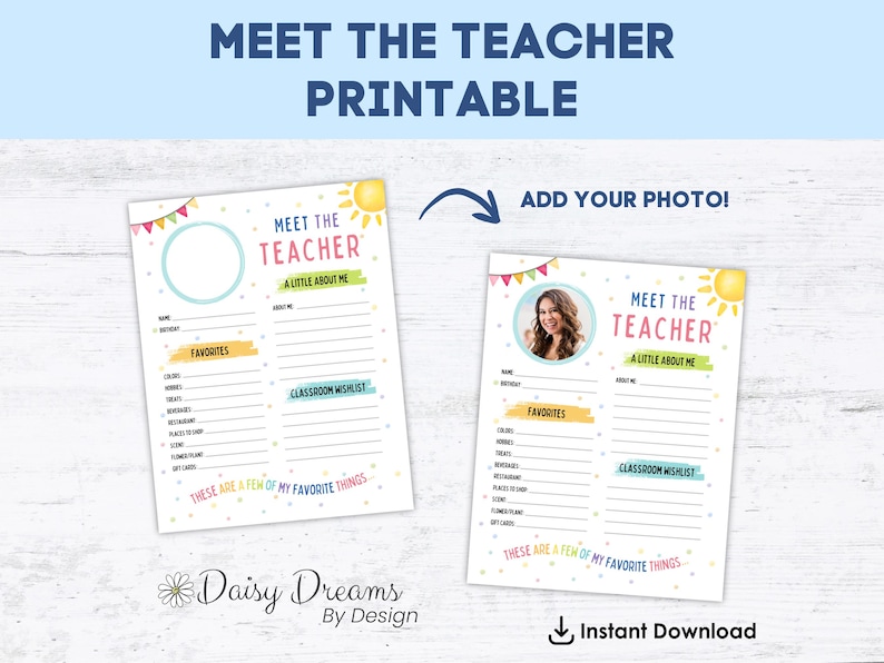 Meet the Teacher Printable Flyer Bulletin, Rainbow Back to School ...