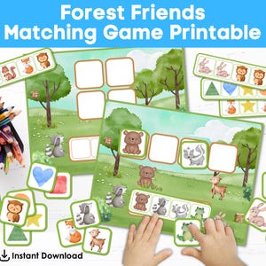 Forest Animal Matching and Patterns Game Printable | Animal, Shape ...