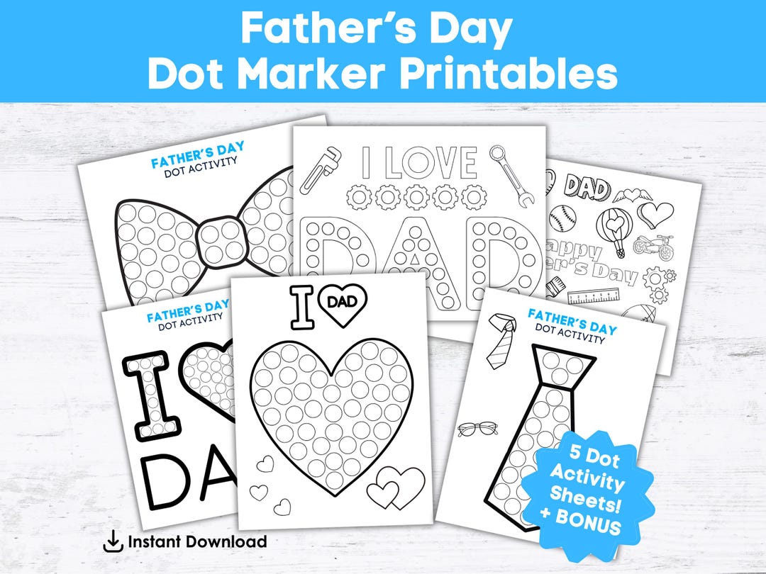Father’s Day Dot Marker Printable Bundle | 5 Dot Marker Worksheets ...