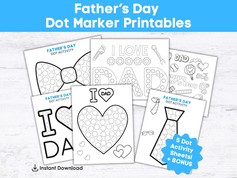 Father’s Day Dot Marker Printable Bundle | 5 Dot Marker Worksheets ...
