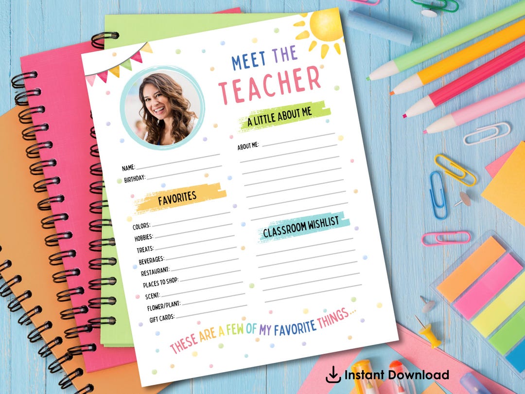 Meet the Teacher Printable Flyer Bulletin, Rainbow Back to School ...