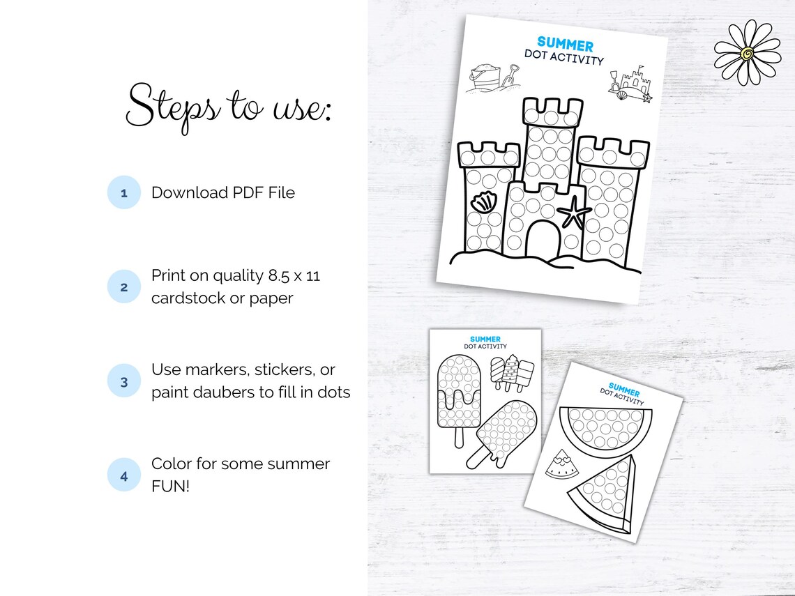 Summer Dot Marker Printable Bundle | 6 Dot Marker Worksheets + 4 Bonus ...