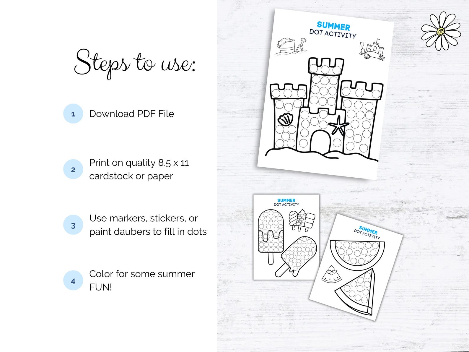 Summer Dot Marker Printable Bundle | 6 Dot Marker Worksheets + 4 Bonus ...