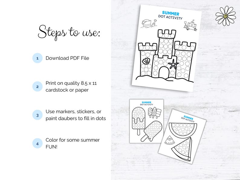 Summer Dot Marker Printable Bundle | 6 Dot Marker Worksheets + 4 Bonus ...