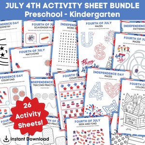 Fourth of July Activity Sheets Printable PDF Download | Preschool ...
