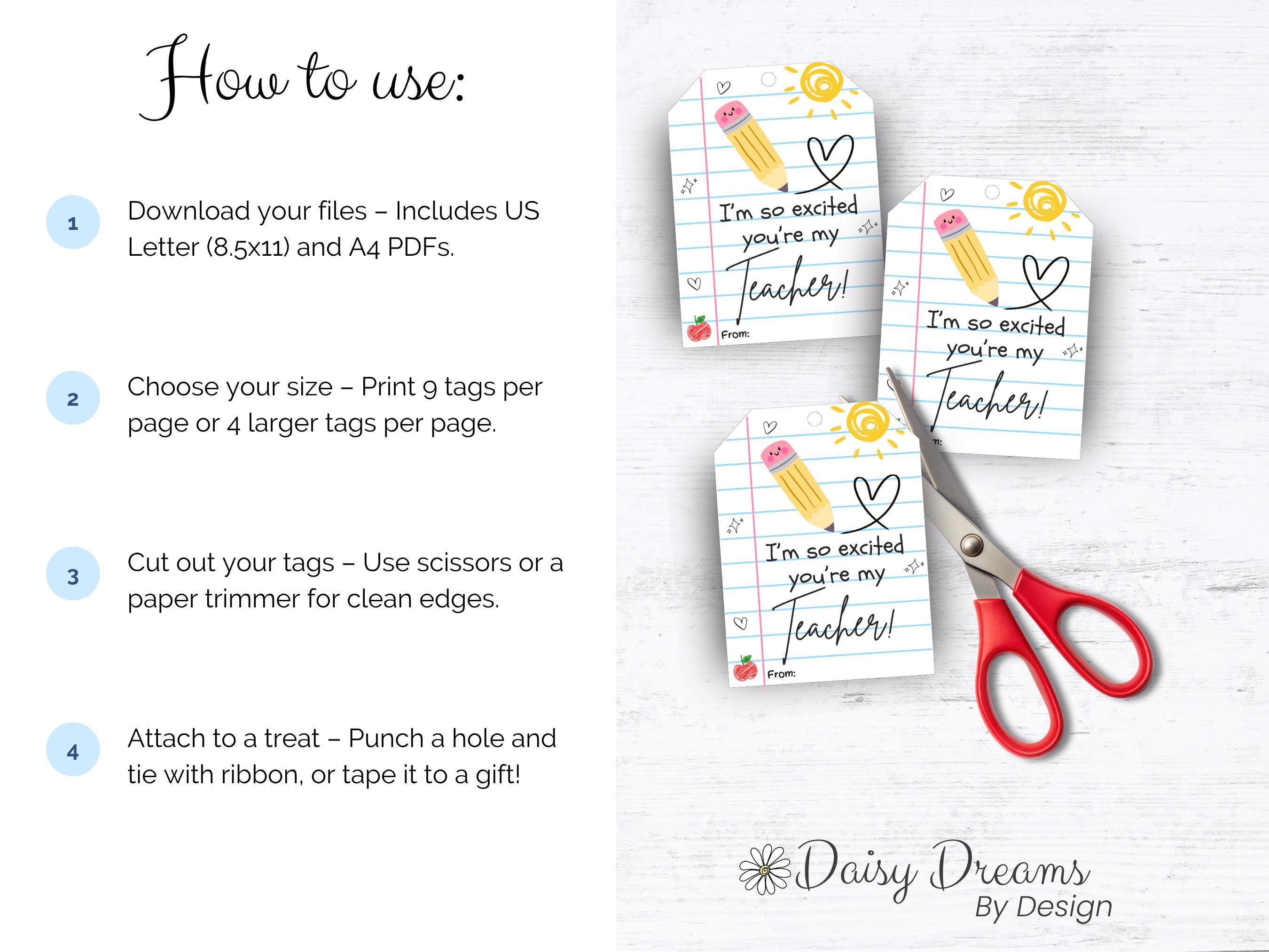 I’m so Excited You’re My Teacher Tag | Printable Teacher Gift Tag PDF ...
