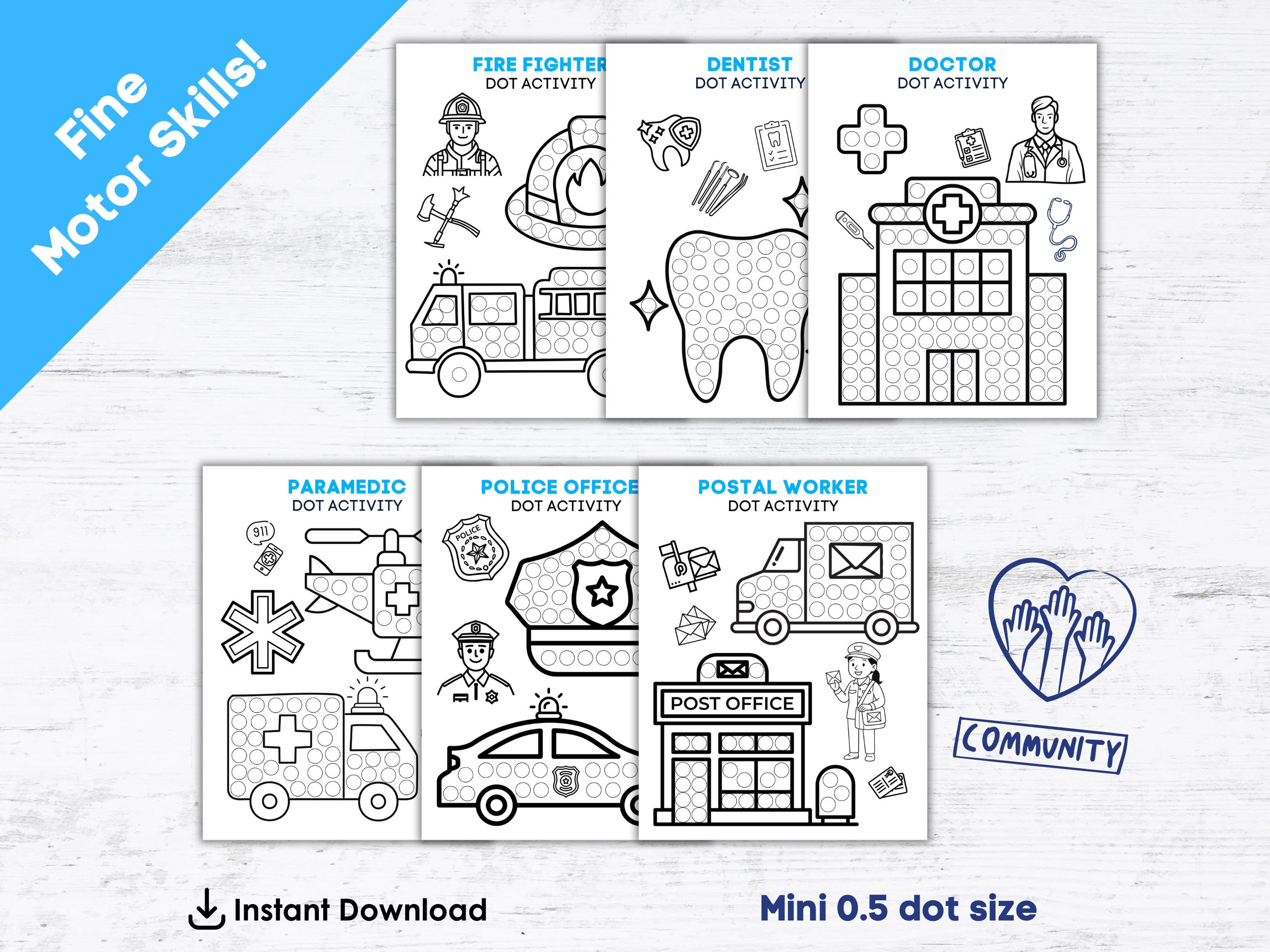 Community Helper Dot Marker Bundle, Printable Dot Marker Pages, Dot ...