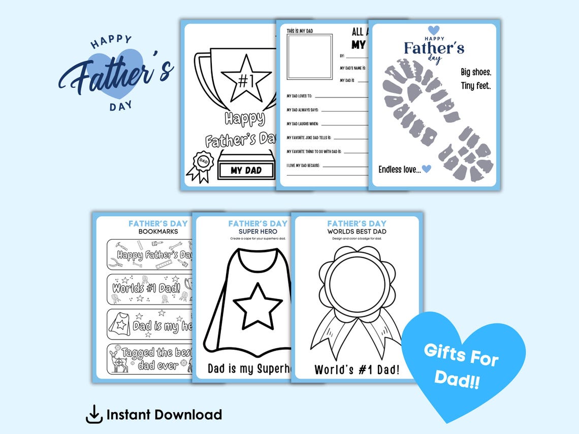 Father’s Day Printable Activity Sheet Bundle for Kids | Fun Worksheets ...