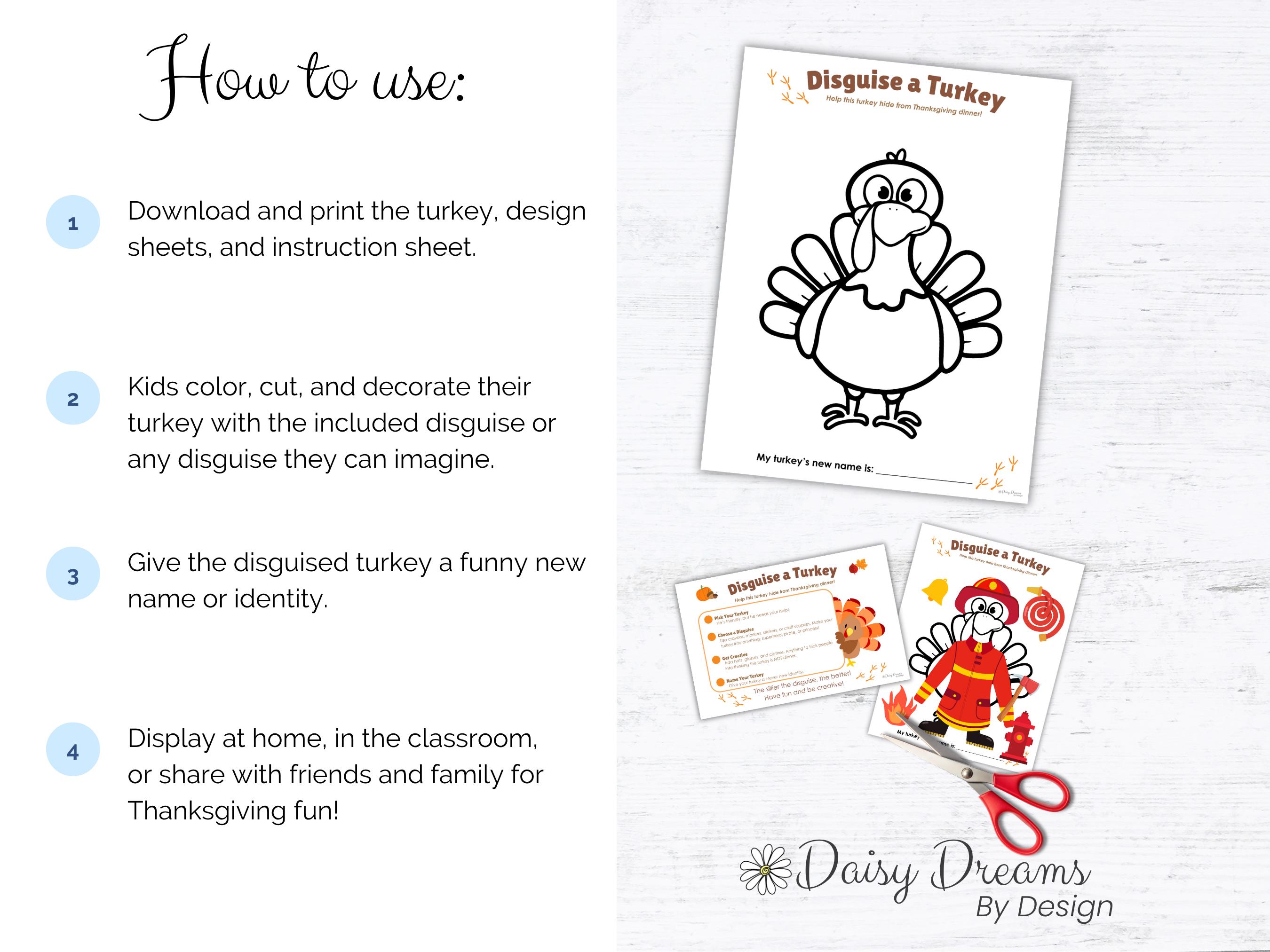 Disguise a Turkey Firefighter Printable | Thanksgiving Turkey in ...