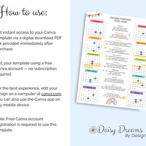 Editable School Calendar Canva Template, Rainbow PTA PTO Club Planner ...
