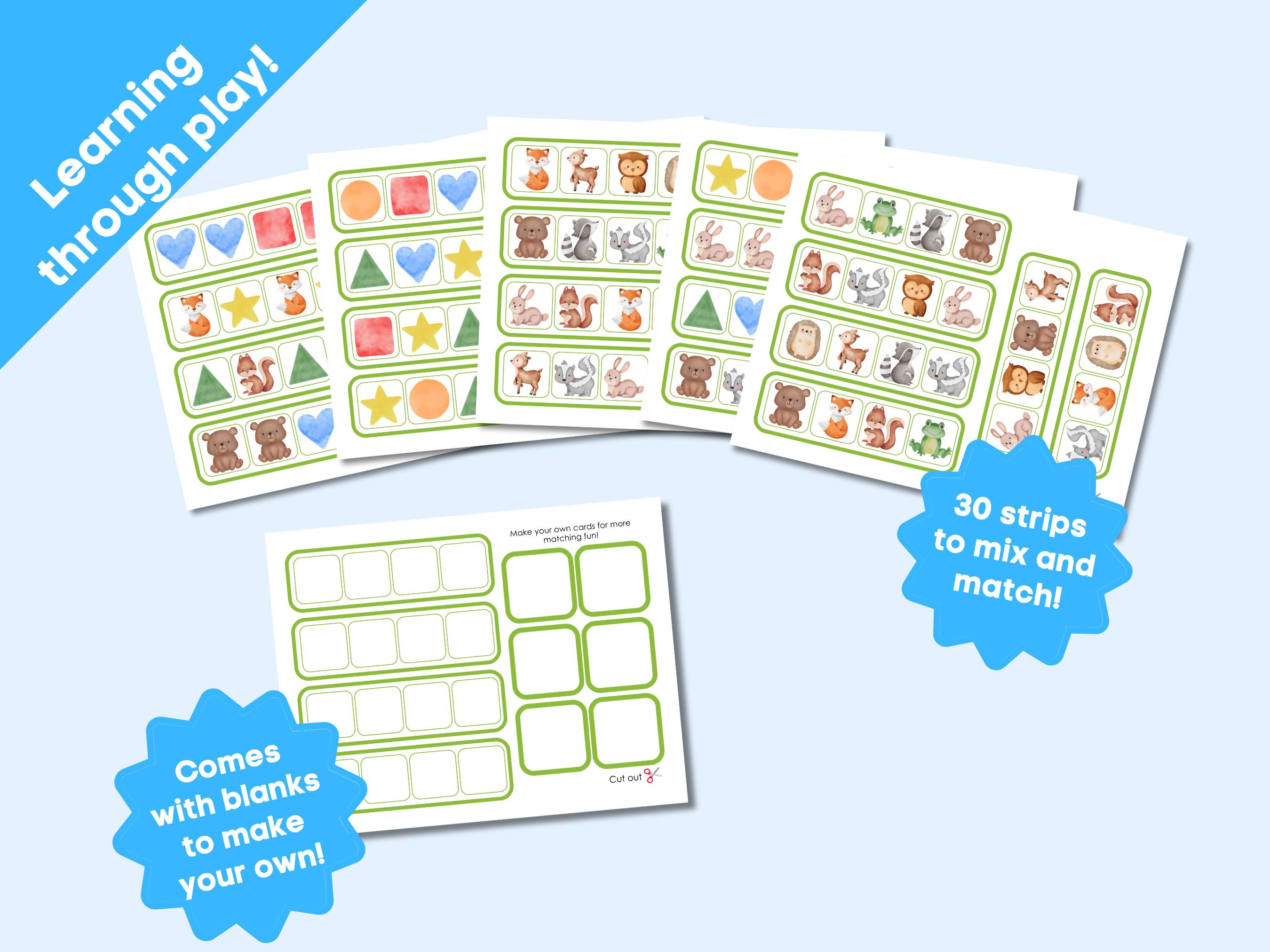 Forest Animal Matching and Patterns Game Printable | Animal, Shape ...
