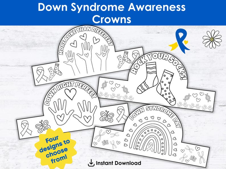 Down Syndrome Awareness Crowns | Printable Coloring Craft Hats | Kids ...