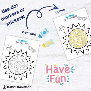 Summer Dot Marker Printable Bundle | 6 Dot Marker Worksheets + 4 Bonus ...