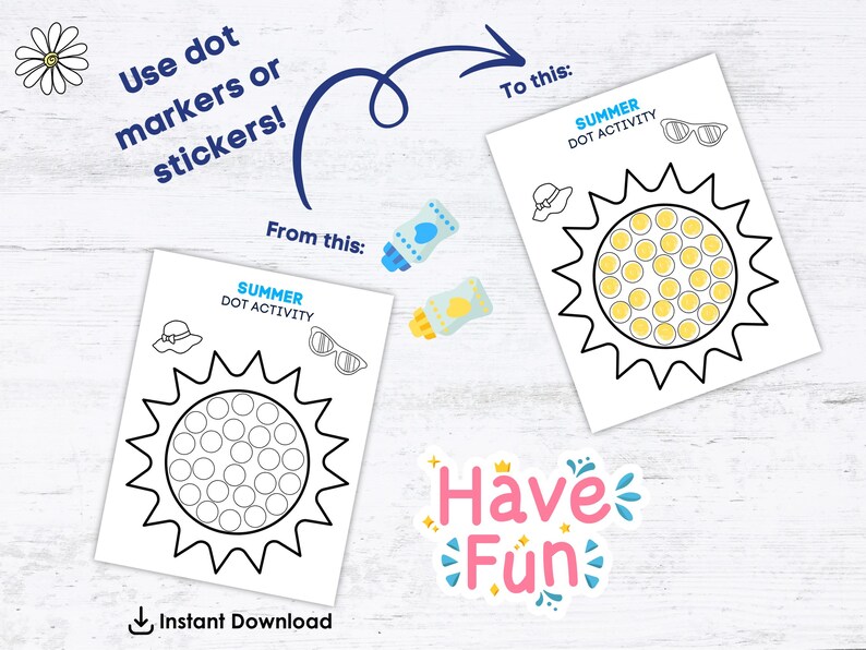 Summer Dot Marker Printable Bundle | 6 Dot Marker Worksheets + 4 Bonus ...