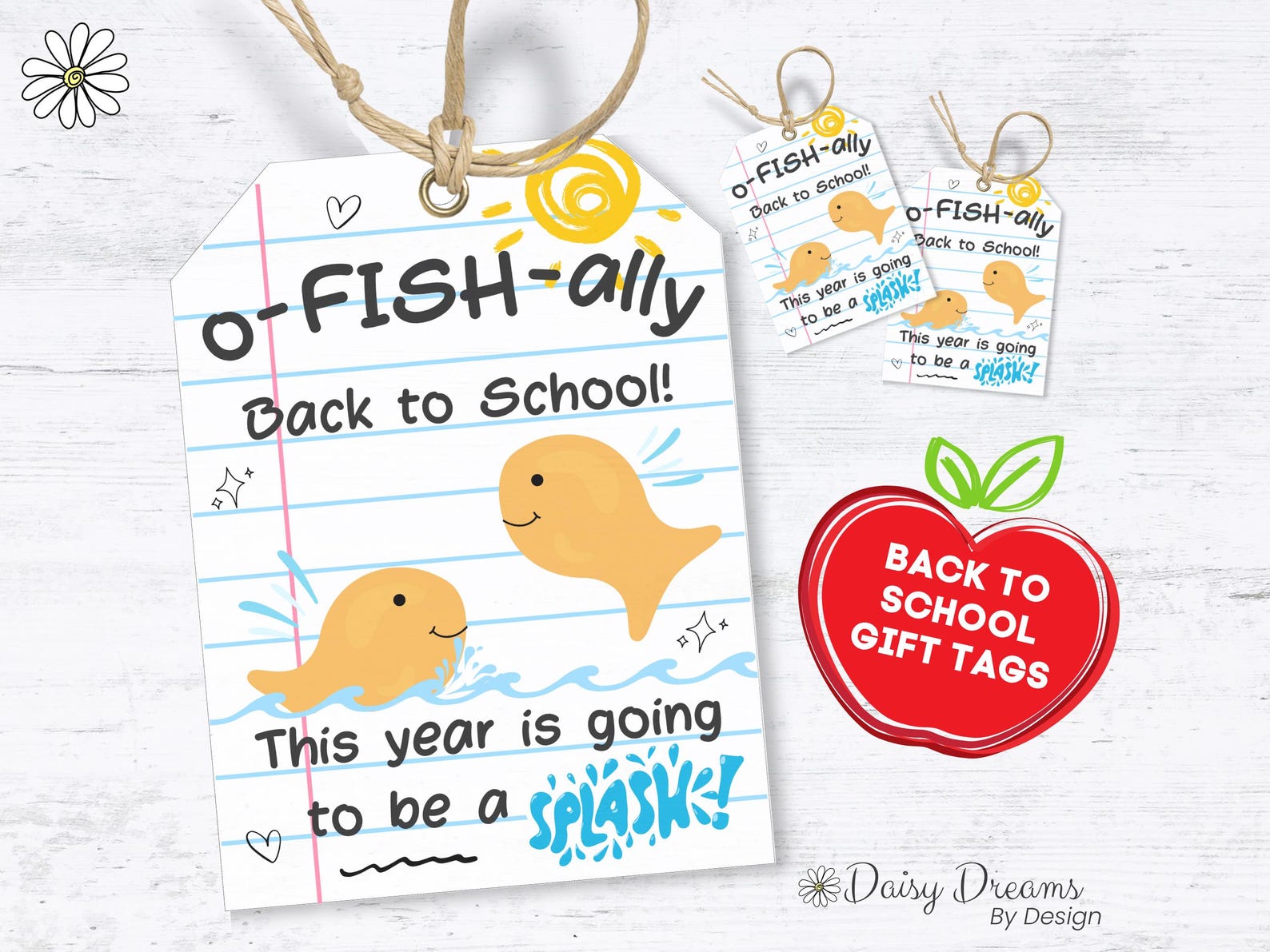 O-fish-ally Back to School Tag | Printable First Day Gift Tag | Student ...