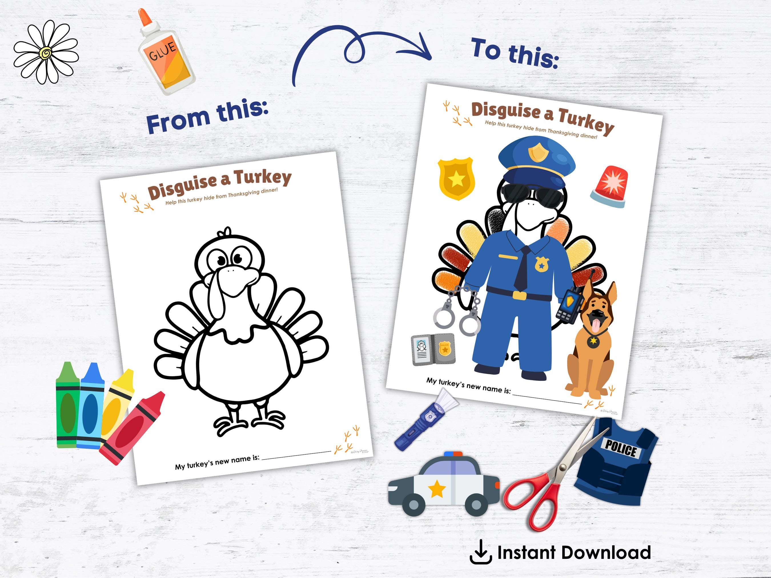 Disguise a Turkey Policeman Printable | Thanksgiving Turkey in Disguise ...