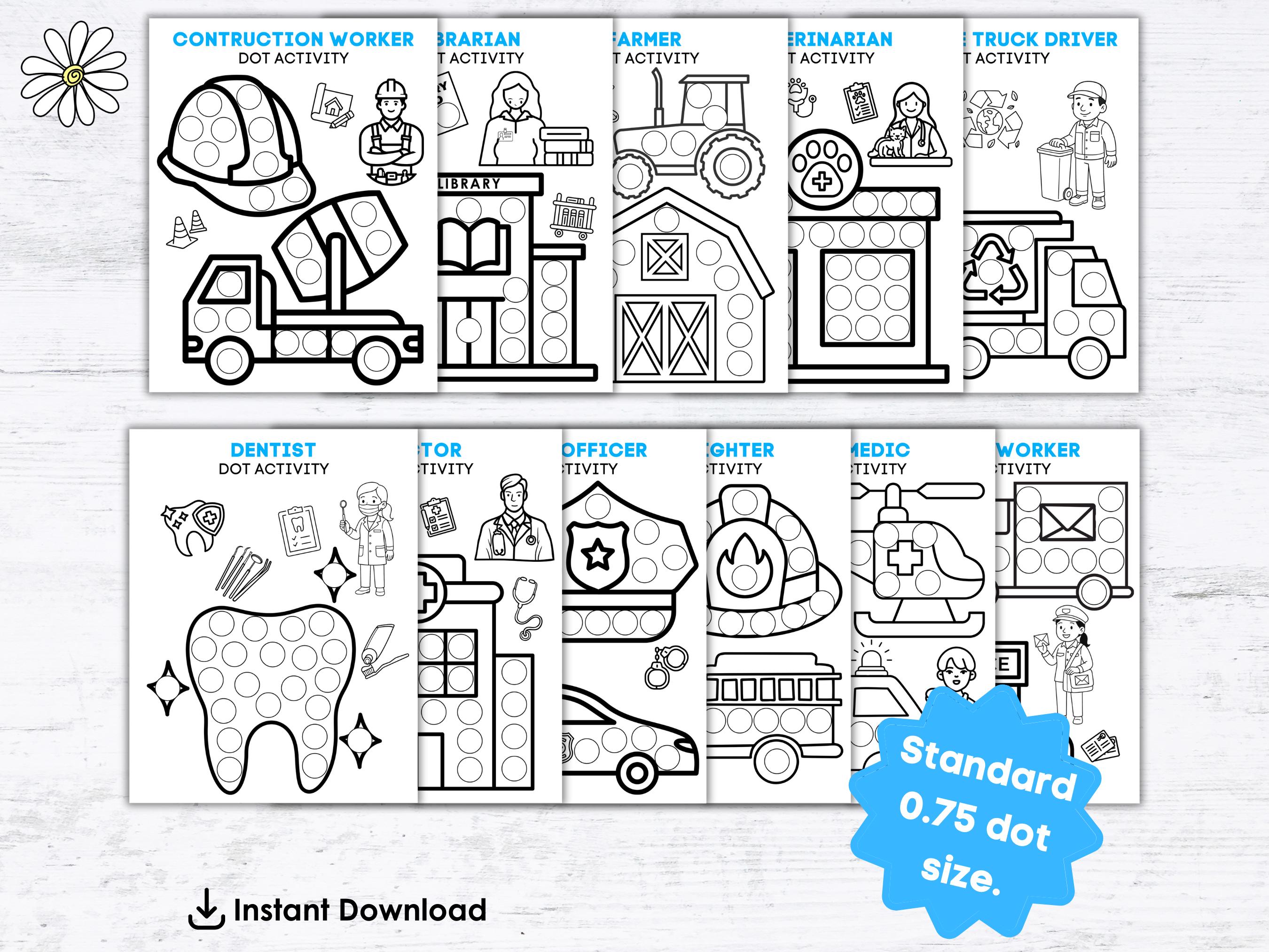 Community Helper Dot Marker Bundle, Printable Dot Marker Pages, Dot ...