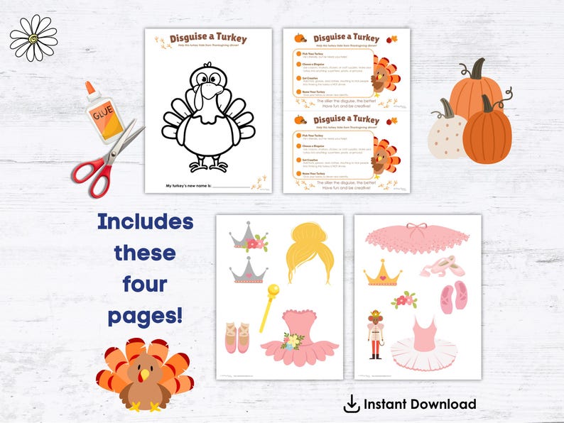 Disguise a Turkey Ballerina Printable | Thanksgiving Turkey in Disguise ...