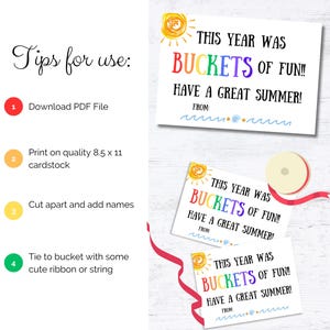 Buckets of Fun End of Year Gift Tag Printable | Last Day of School ...