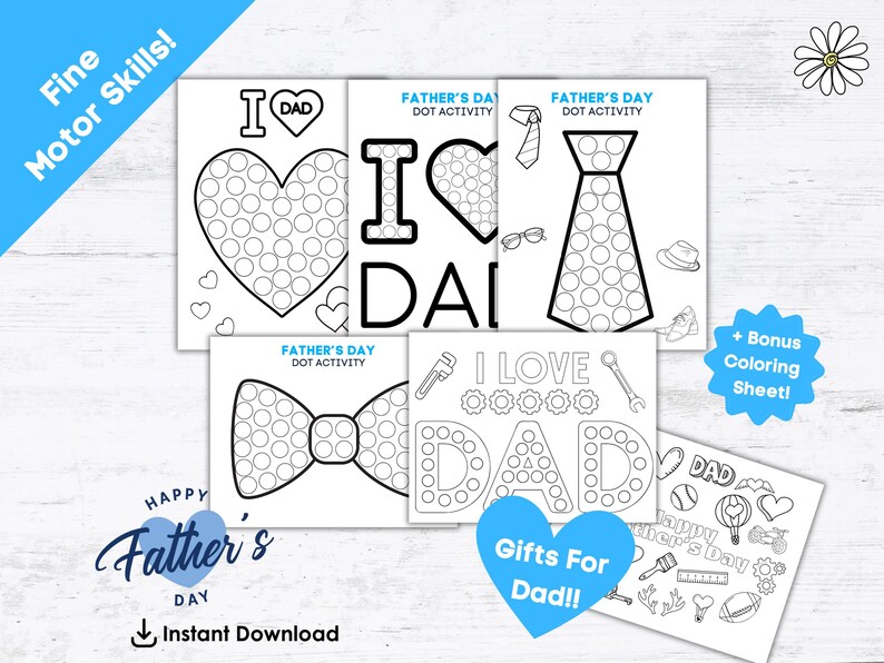 Father’s Day Dot Marker Printable Bundle | 5 Dot Marker Worksheets ...