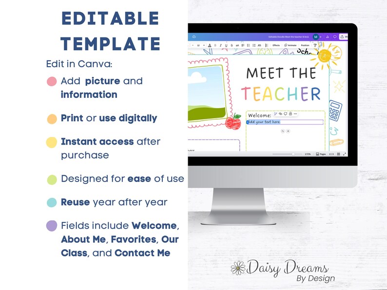 Meet the Teacher Editable Canva Template | Back to School Flyer ...