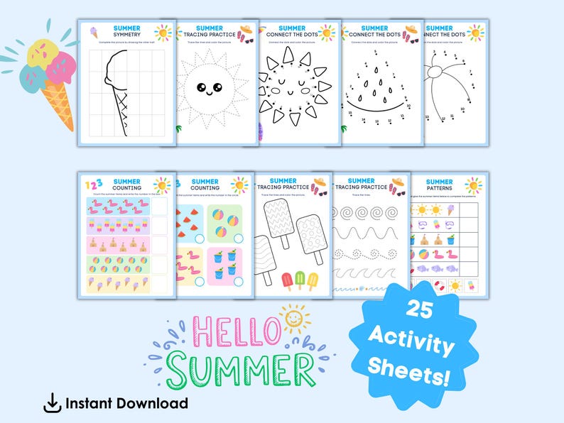 Summer Activity Sheets Printable PDF Download | Preschool, Kindergarten ...