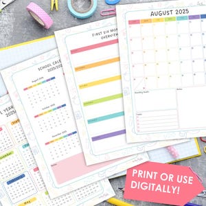 School Calendar Printable 2025-2026 | Doodle Academic Planner PDF ...