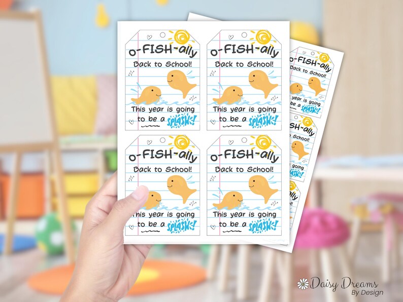 O-fish-ally Back to School Tag | Printable First Day Gift Tag | Student ...