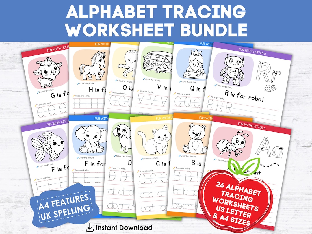 Alphabet Tracing Worksheets A-Z | Printable Handwriting Practice ...