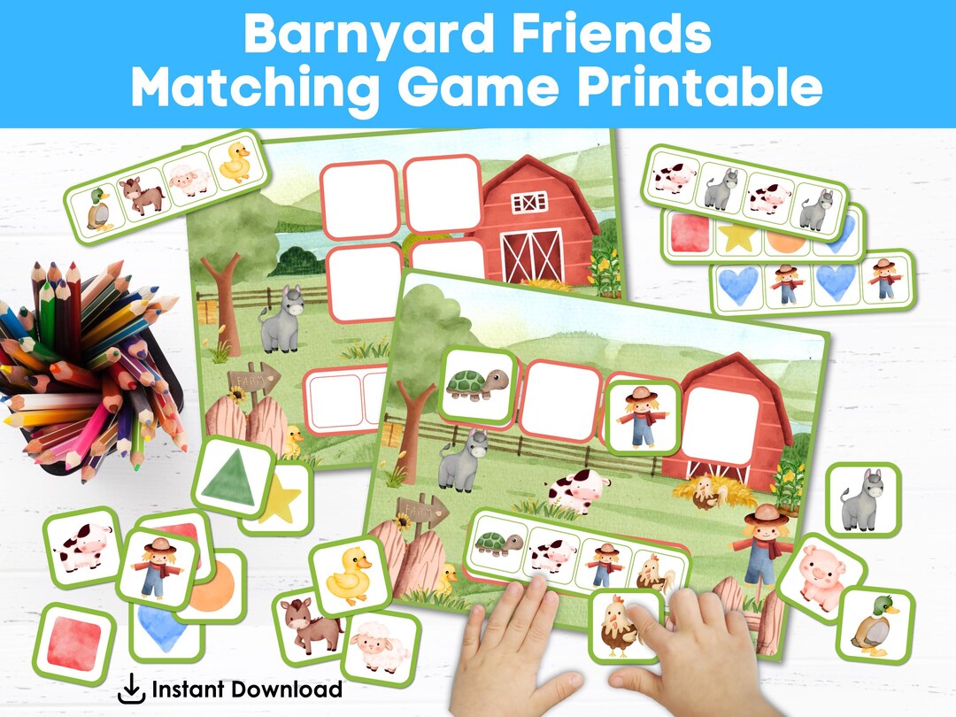 Farm Animal Matching and Patterns Game Printable | Animal, Shape ...