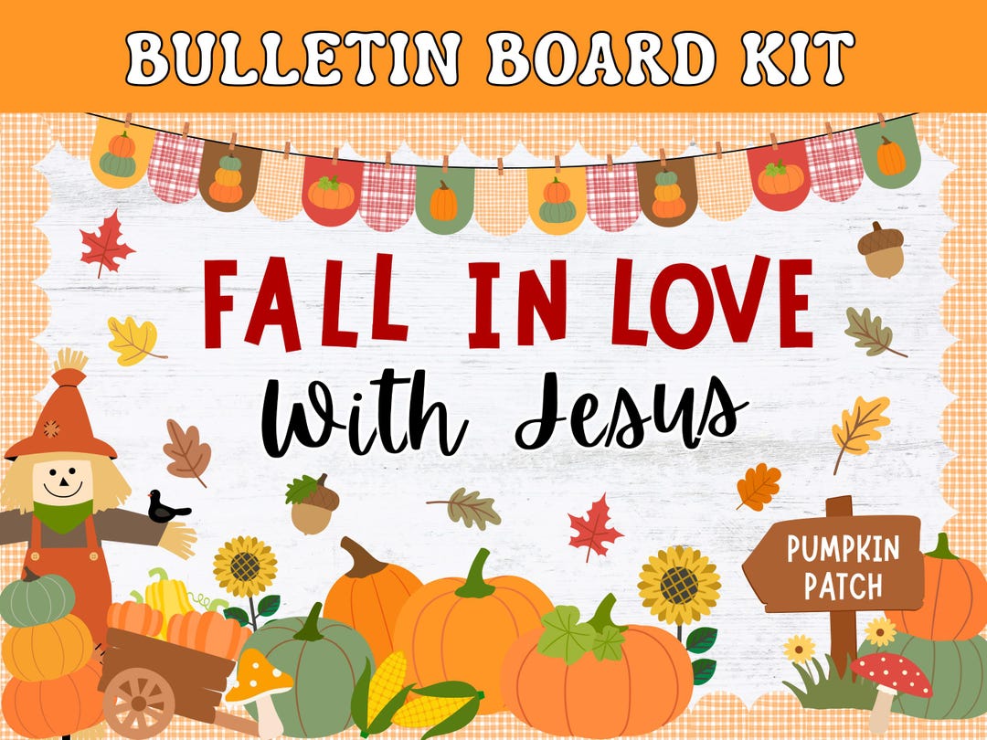 Fall in Love With Jesus Bulletin Board Kit | Printable Christian Class ...