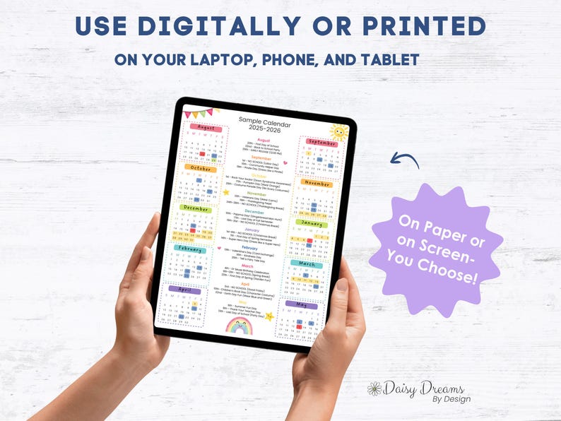 Editable School Calendar Canva Template, Rainbow PTA PTO Club Planner ...