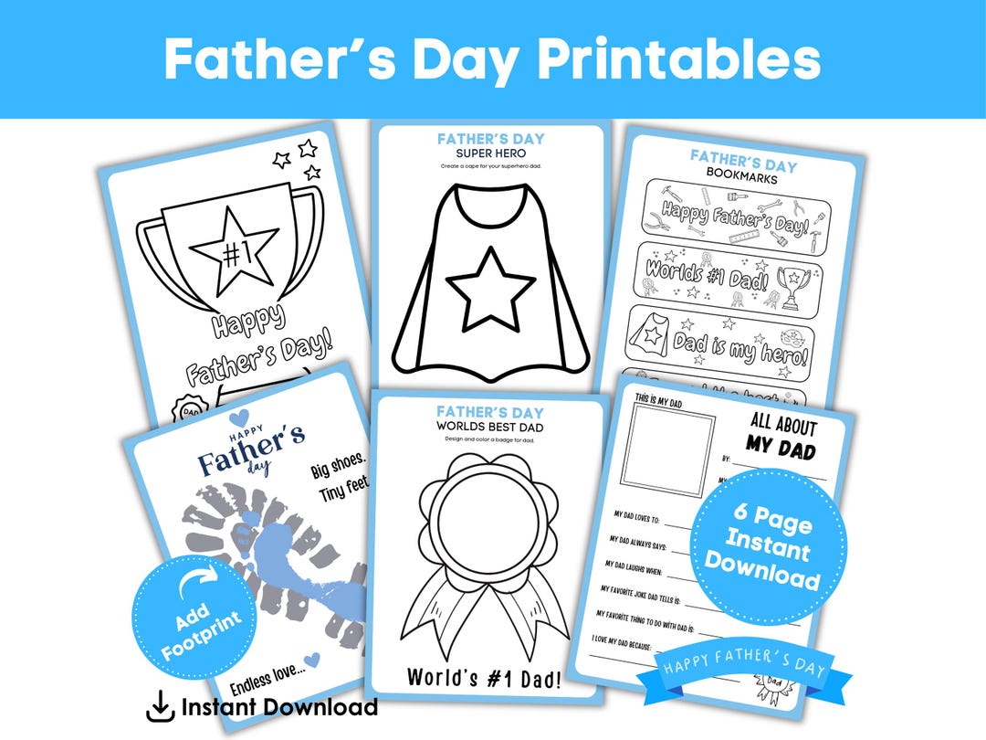 Father’s Day Printable Activity Sheet Bundle for Kids | Fun Worksheets ...