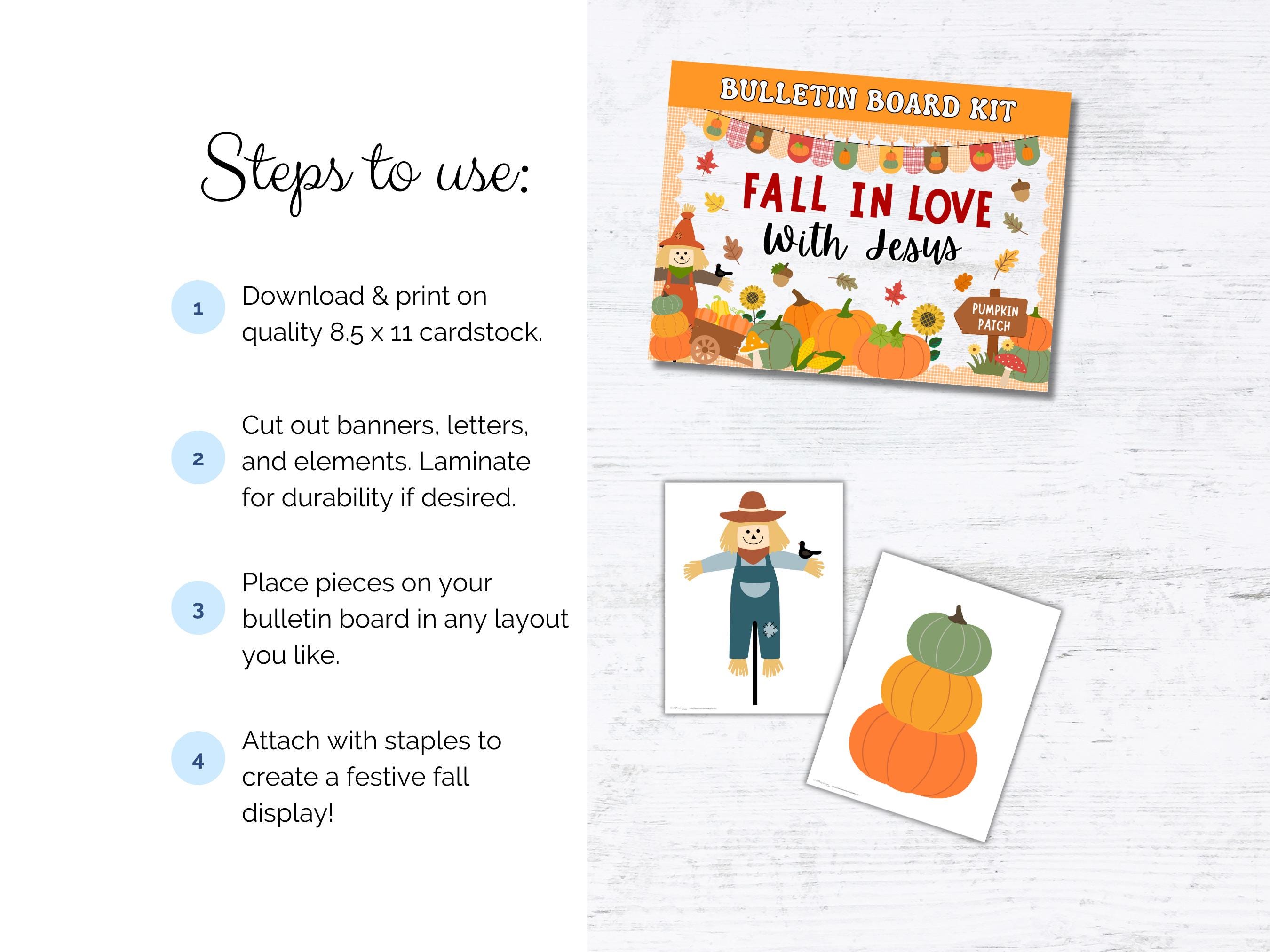 Fall in Love With Jesus Bulletin Board Kit | Printable Christian Class ...