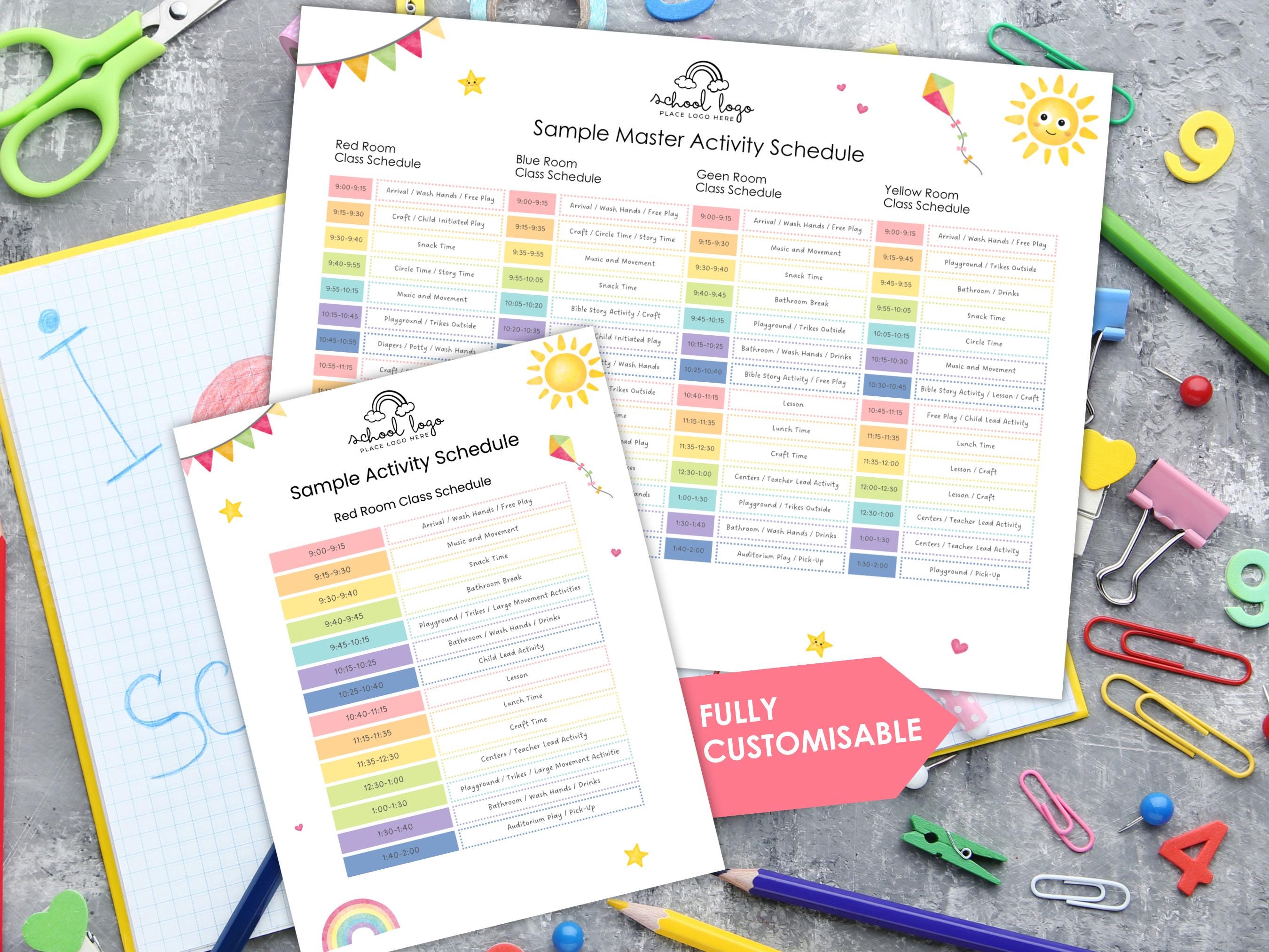 Editable School Schedule Bundle | Canva Templates for Class, Shared ...