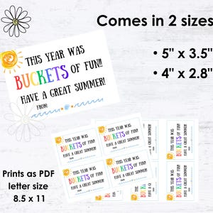 Buckets of Fun End of Year Gift Tag Printable | Last Day of School ...
