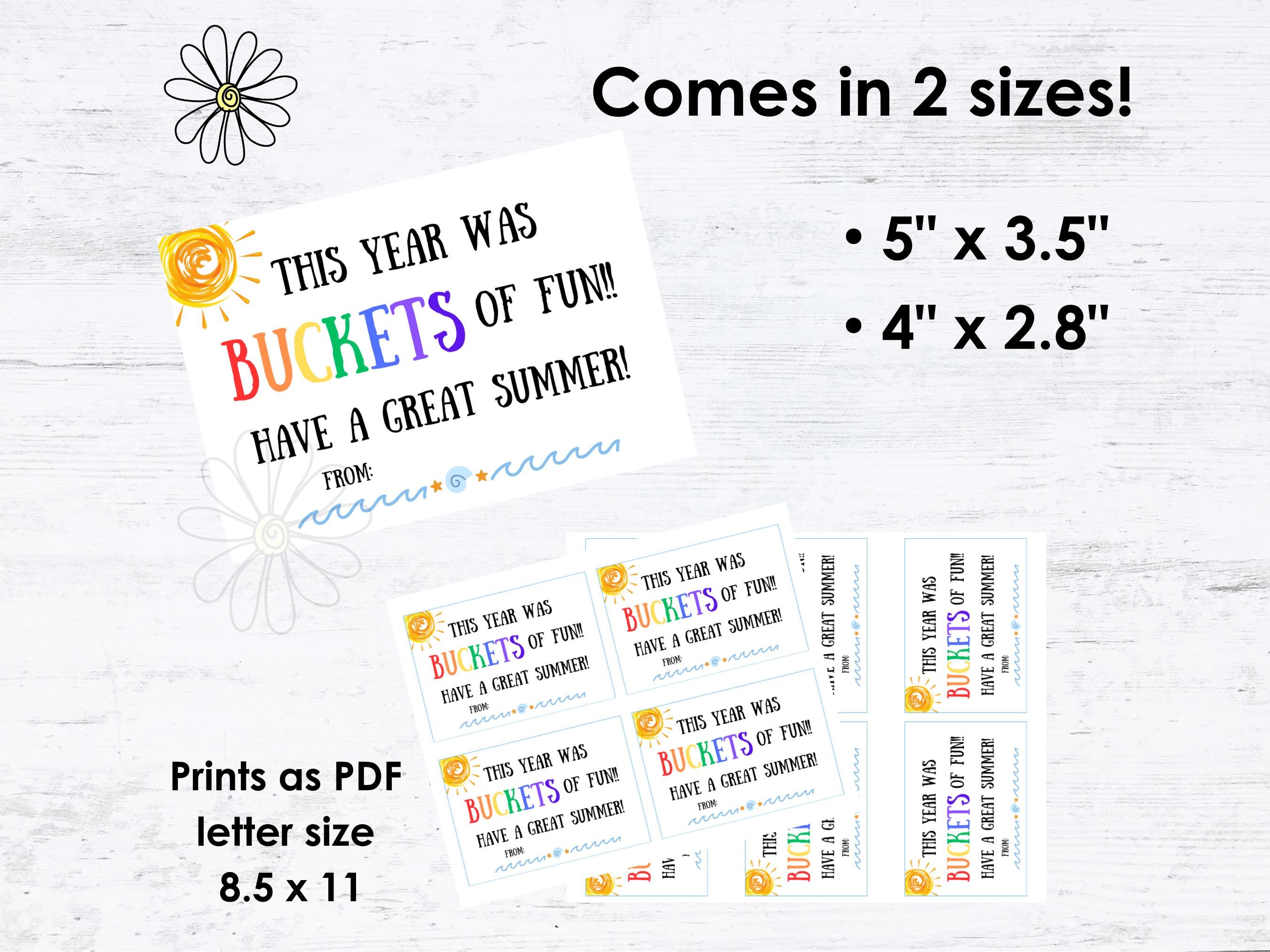 Buckets of Fun End of Year Gift Tag Printable | Last Day of School ...