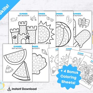 Summer Dot Marker Printable Bundle | 6 Dot Marker Worksheets + 4 Bonus ...