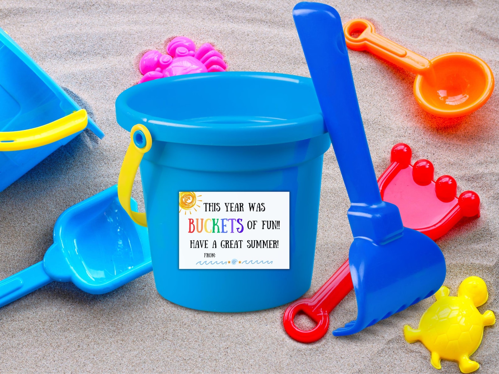 Buckets of Fun End of Year Gift Tag Printable | Last Day of School ...