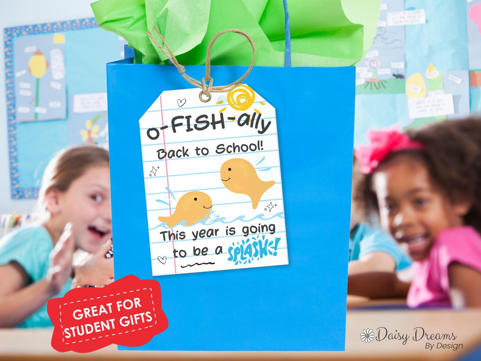 O-fish-ally Back to School Tag | Printable First Day Gift Tag | Student ...