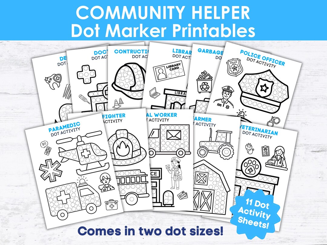 Community Helper Dot Marker Bundle, Printable Dot Marker Pages, Dot ...