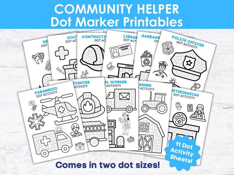 Community Helper Dot Marker Bundle, Printable Dot Marker Pages, Dot ...