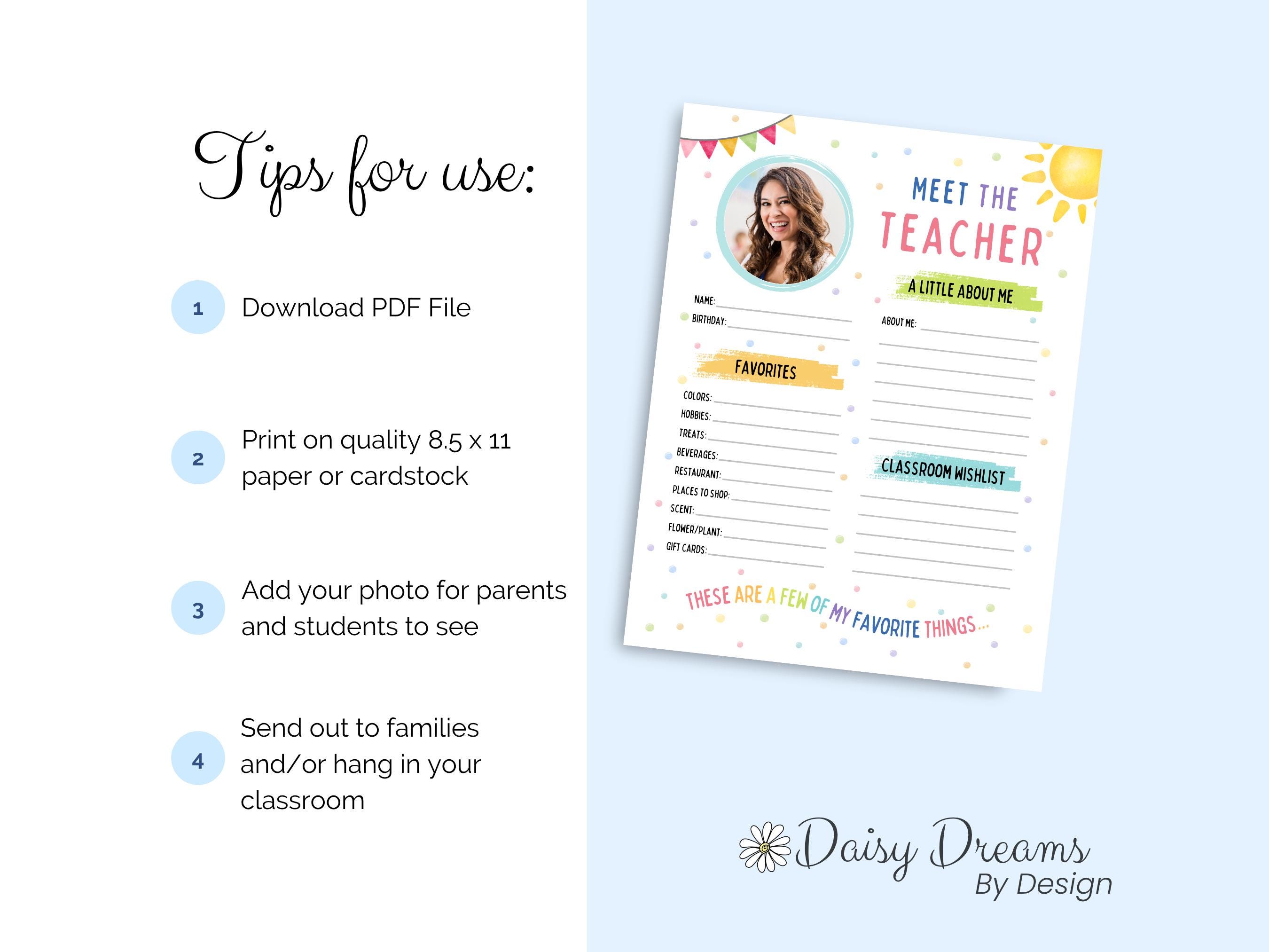 Meet the Teacher Printable Flyer Bulletin, Rainbow Back to School ...
