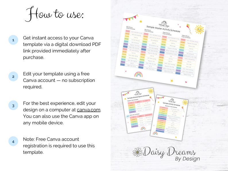 Editable School Schedule Bundle | Canva Templates for Class, Shared ...