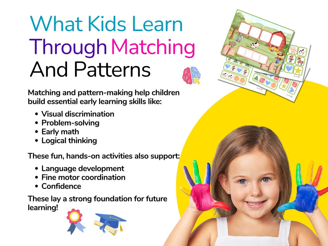 Farm Animal Matching and Patterns Game Printable | Animal, Shape ...