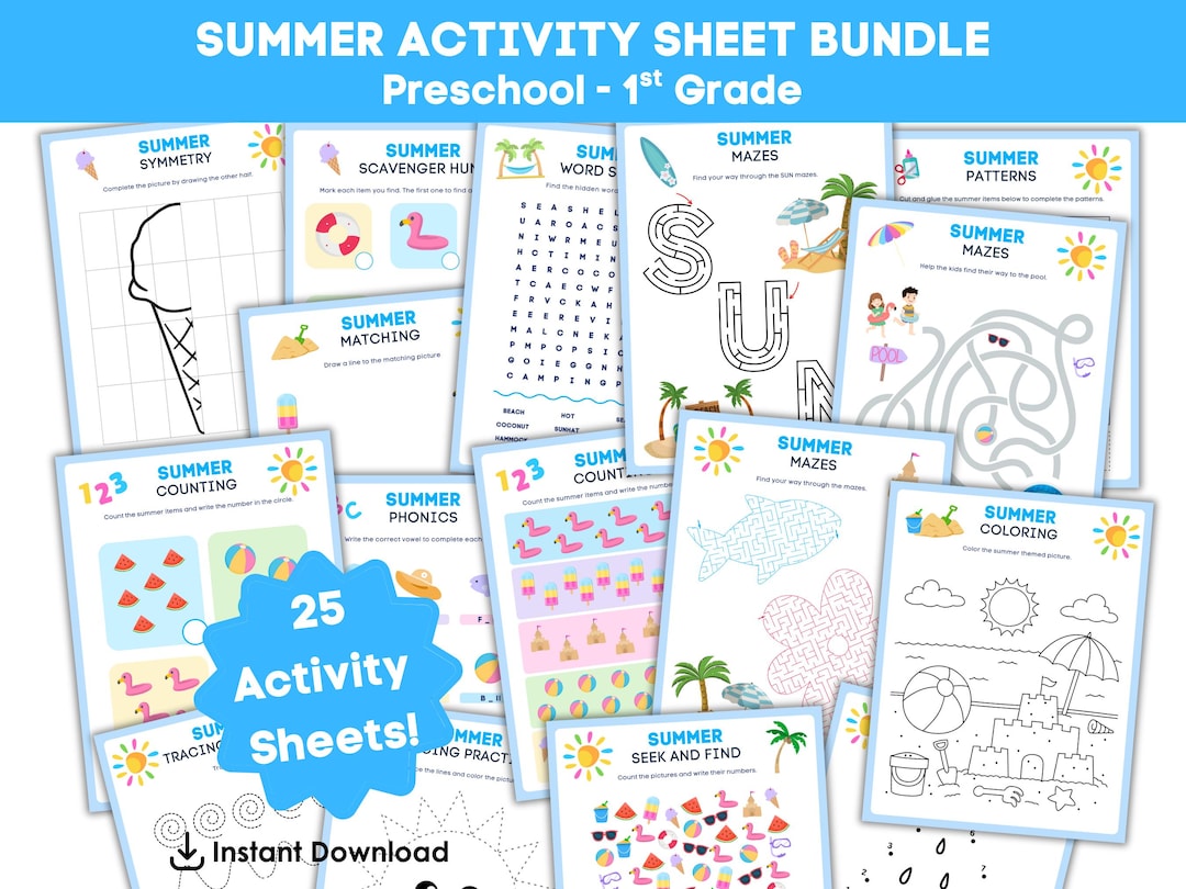 Summer Activity Sheets Printable PDF Download | Preschool, Kindergarten ...