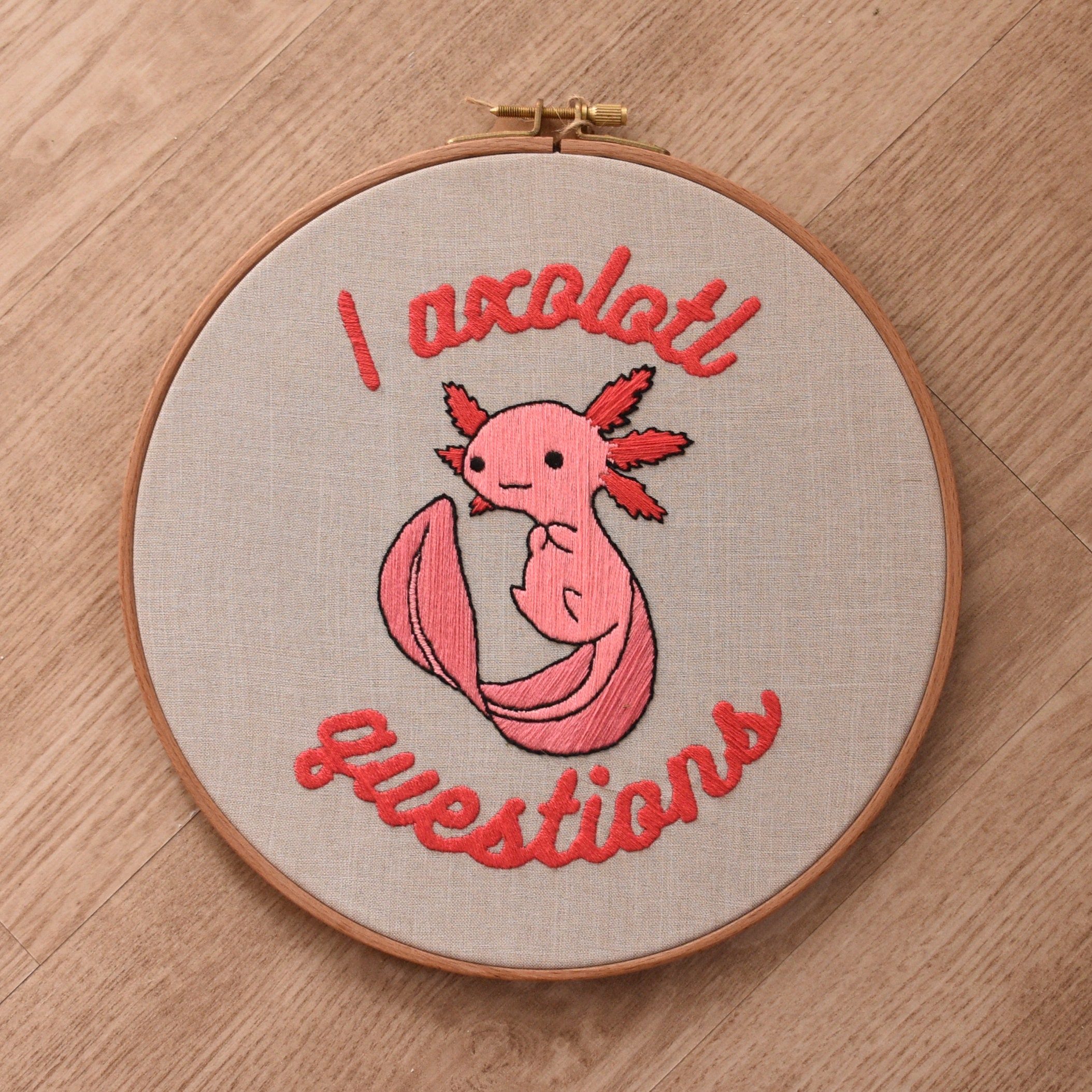Digital Embroidery Pattern - Axolotl Themed Wall Decor - DIY Hand ...
