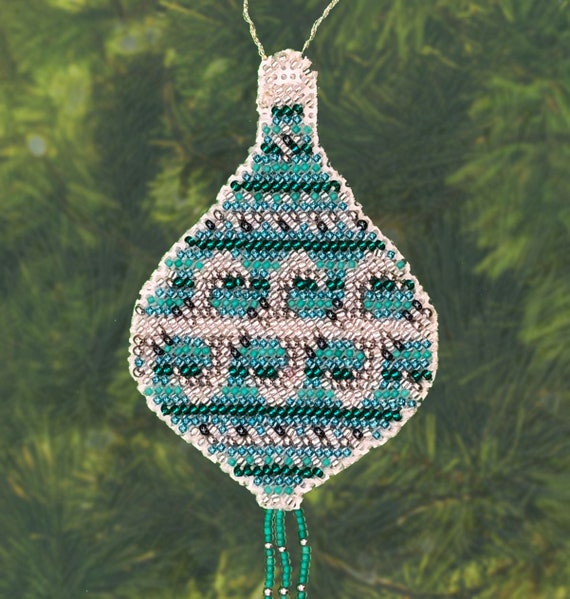 Holiday Bead Kits DIY Beaded Ornaments Kits Christmas Crafts Fancy Christmas Baubles Turquoise Heirloom Ornament Beading Kit All Ages